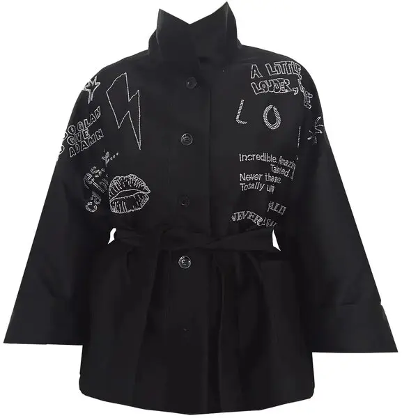 MAXJENNY Black Square Boxy Jacket With Swarovski Embellishments