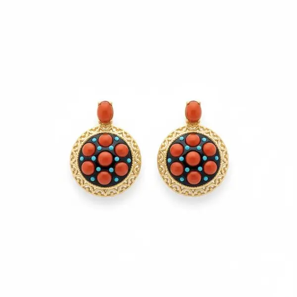 BY VIRGO Azira Gold-plated Earrings With Agate And Coral - Gray