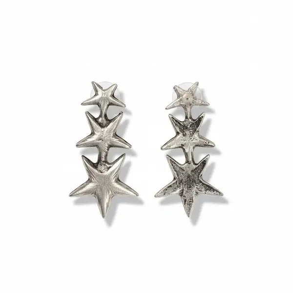 BY VIRGO Astryx Sculptural Star Drop Earrings - Silver