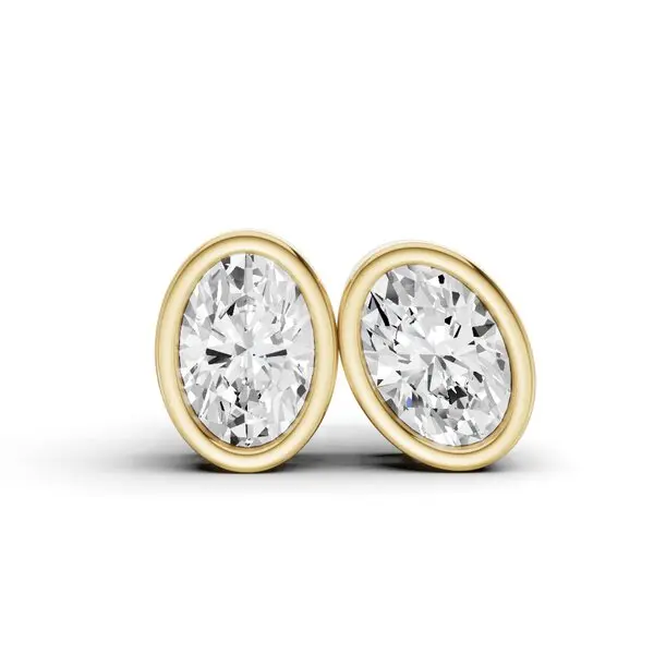 SEREIA OFFICIAL 14k Yellow Oval Bezel Stud Earrings - Gold