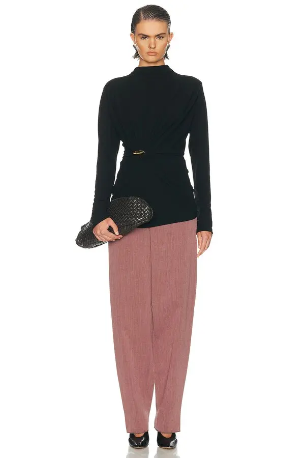 Bottega Veneta Long Sleeve Top With Gold Tone Hardware