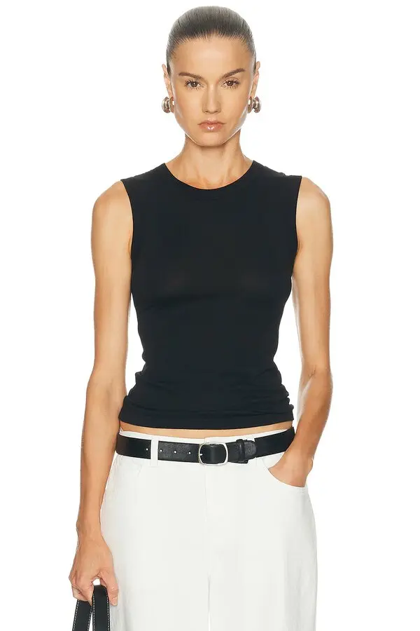 Eterne Fitted Muscle Tank Top - Black