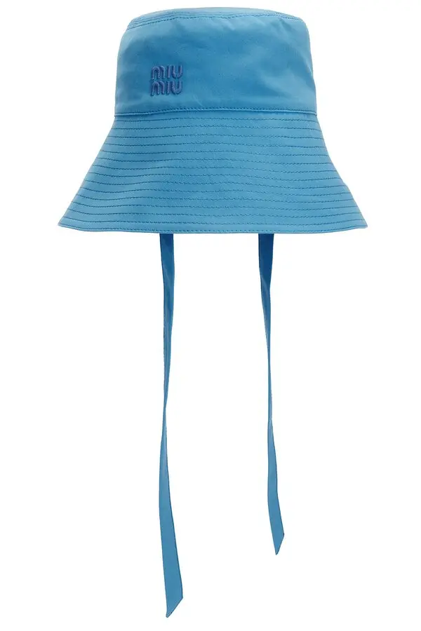 Miu Miu Embroidered Logo Bucket Hat - Azzurro