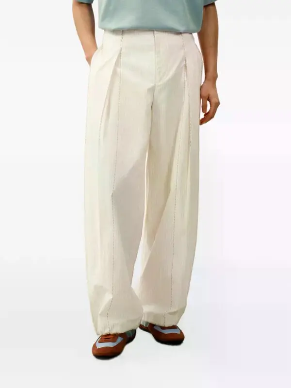 CROQUIS Pinstripe Pleated Trousers - Neutrals