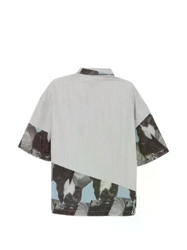 CROQUIS Stripe-pattern Graphic-print Polo Shirt