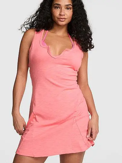 Pink Lightweight Cotton Lounge Dress - Pink