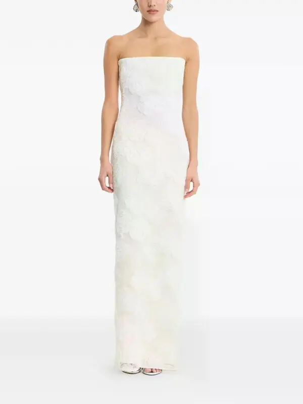 ROTATE BY BIRGER CHRISTENSEN Floral Mesh Tube Dress - Neutrals