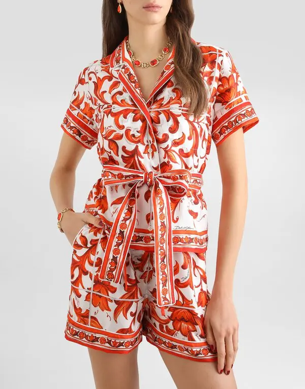 Dolce & Gabbana Majolica-print Silk Shirt