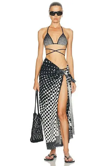 Christopher John Rogers Haltone Wiggle Dot String Bikini Top