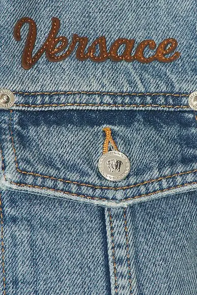 Versace Denim Mini Dress With Suede Accents - Medium Blue