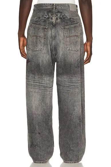 Balenciaga Tattoo Baggy Denim Pants - Dark Grey