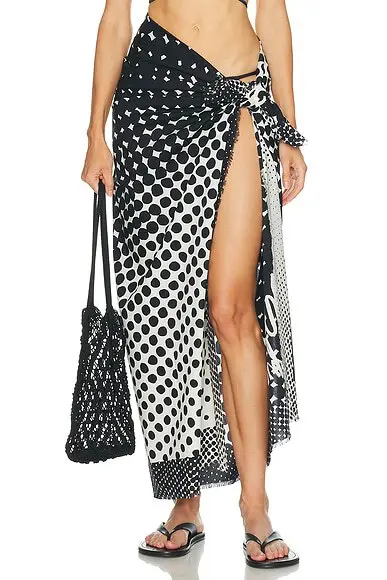 Christopher John Rogers Haltone Wiggle Dot Pareo Sarong - Black Multi