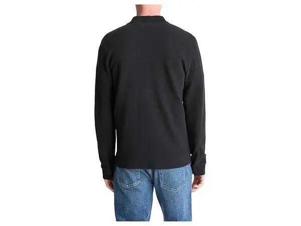 Vince Basket Weave Long Sleeve Polo Clothing Coastal - Navy