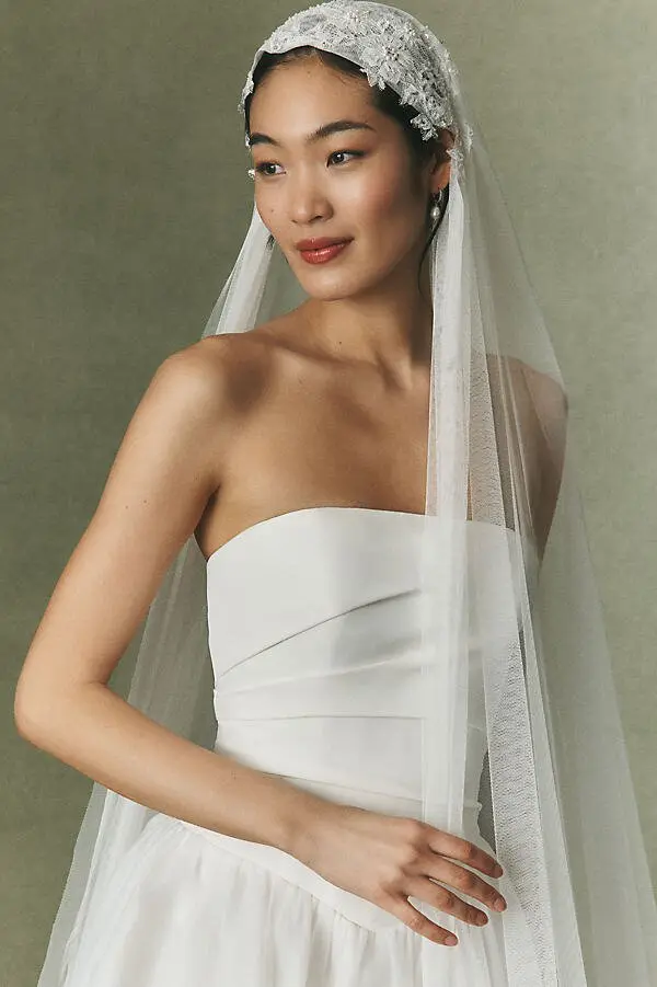 Watters Juliet Cap Cathedral Veil - Ivory