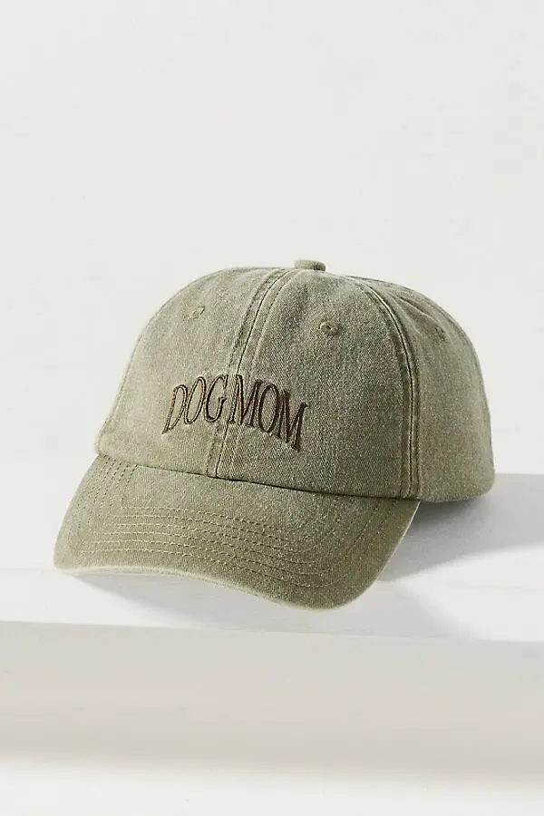 Anthropologie Embroidered Baseball Cap - Dark Green
