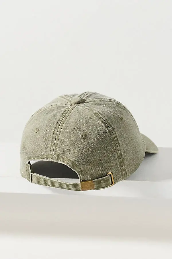 Anthropologie Embroidered Baseball Cap - Moss