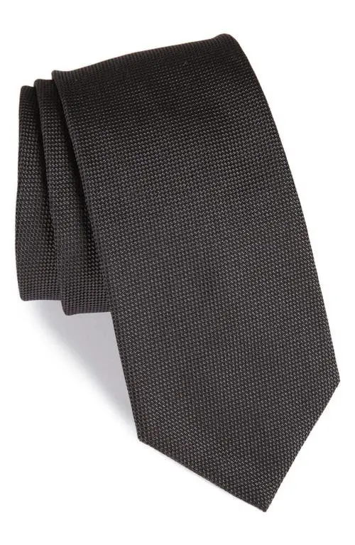 BOSS Textured Silk Neck Tie - Open Grey