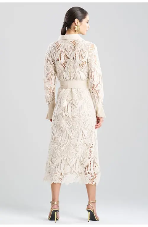 Natori Crochet Lace Button-down Shirt Dress