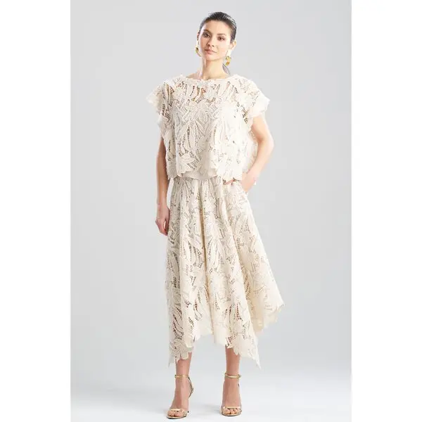 Natori Crochet Lace Square Neck Top - Parchment
