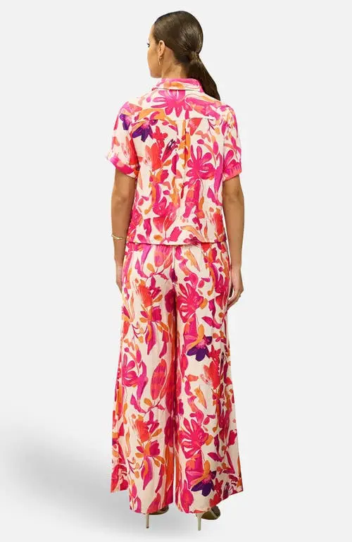YUMI Abstract Floral Print Short Sleeve Shirt