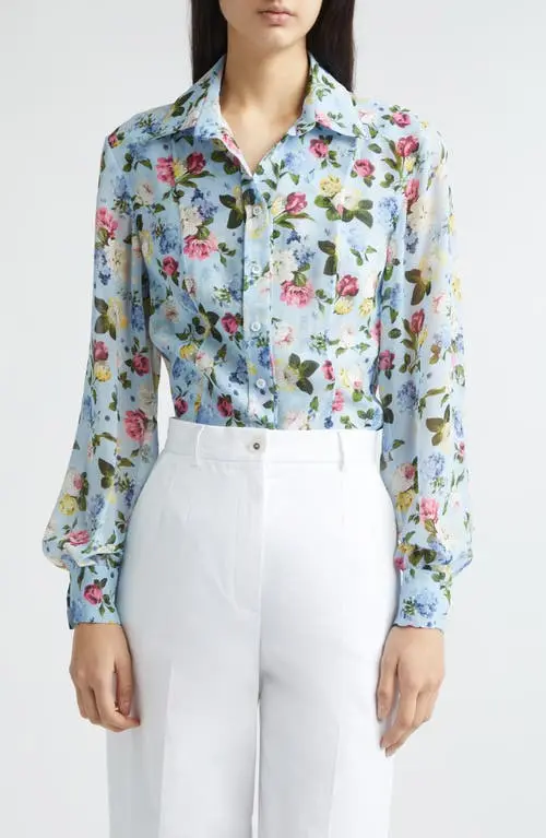 Carolina Herrera Isabella Floral Silk Crepe Button-up Shirt