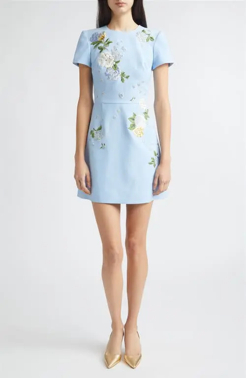 Carolina Herrera Floral Embroidered Crepe Mini Dress