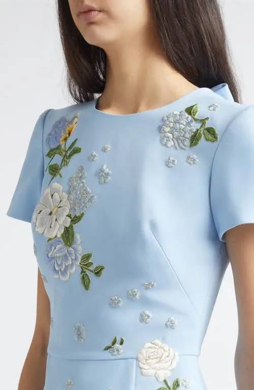 Carolina Herrera Floral Embroidered Crepe Mini Dress