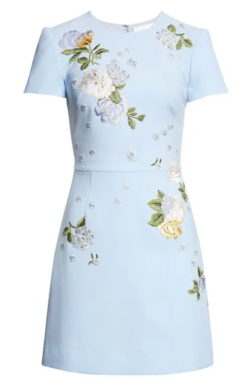 Carolina Herrera Floral Embroidered Crepe Mini Dress