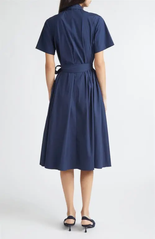 Carolina Herrera Floral Embroidered Cotton Shirtdress - Midnight
