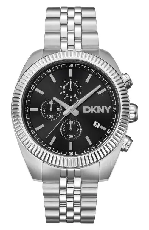 Dkny Stainless Steel Chronograph Bracelet Watch - Black/silver