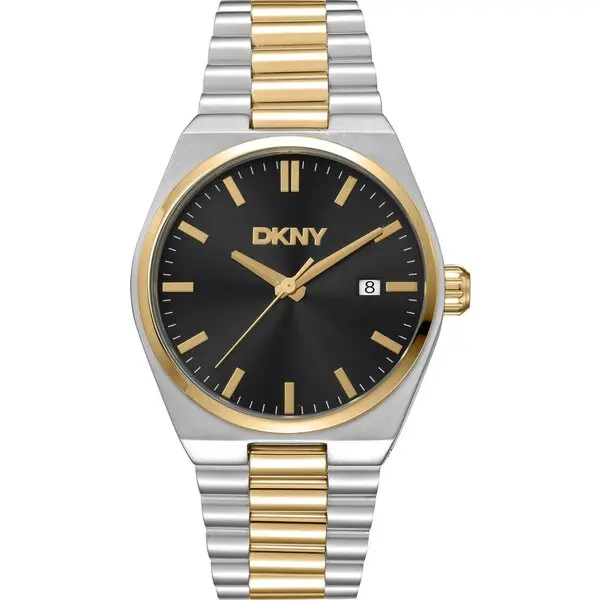 Dkny Two-tone Stainless Steel Bracelet Watch With Date Window - Black