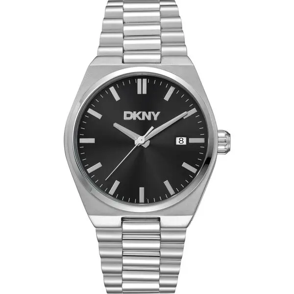 Dkny Two-tone Stainless Steel Bracelet Watch With Date Window - Black/silver