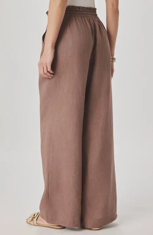 Splendid Linen Paperbag Waist Wide Leg Pants - Wicker