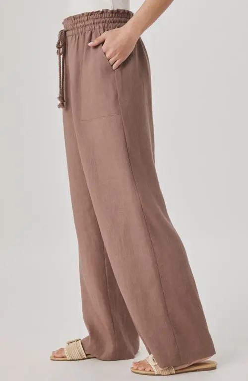 Splendid Linen Paperbag Waist Wide Leg Pants - Wicker
