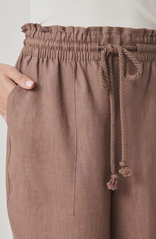 Splendid Linen Paperbag Waist Wide Leg Pants - Wicker