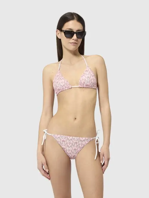 Missoni Triangle Bikini In Viscose Lamé With Foliage Motif