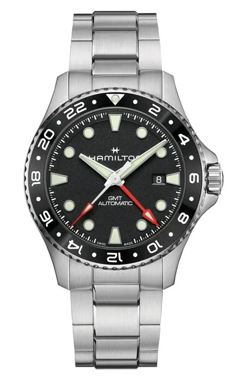 Hamilton Khaki Navy Scuba Gmt Automatic Bracelet Watch - Black
