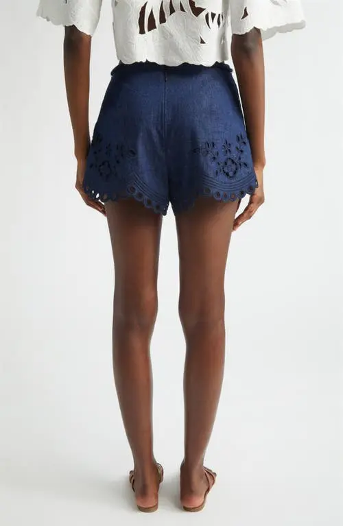 Zimmermann Mahon Broderie Anglaise Denim Shorts - Ink