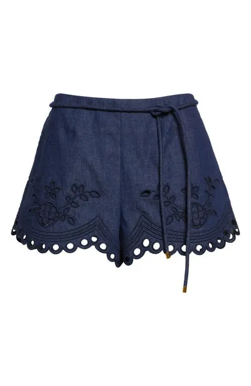 Zimmermann Mahon Broderie Anglaise Denim Shorts - Ink