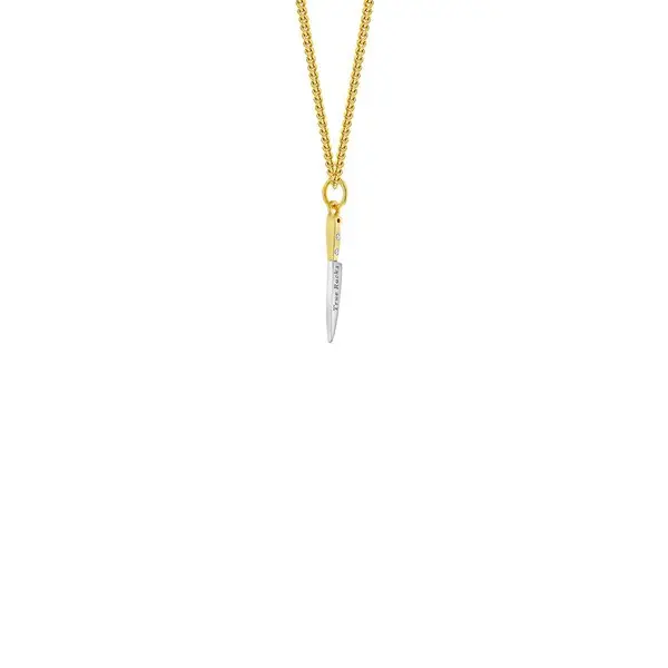 TRUE ROCKS Two Tone Mini Knife Pendant Necklace With Gold Plating And Sterling Silver - Silver/gold