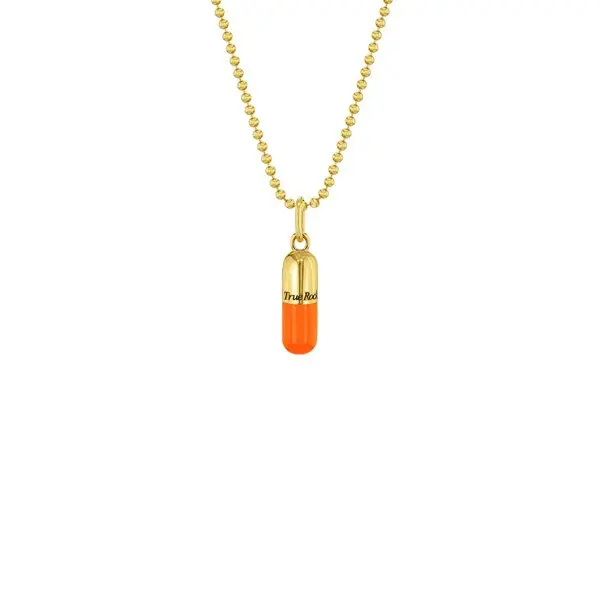 TRUE ROCKS 18kt Gold-plated Sterling Silver Enamel Pill Pendant Necklace - Gold/orange