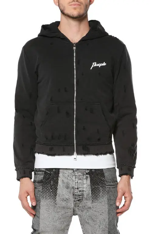PURPLE BRAND Midweight Slub Graphic Zip Hoodie