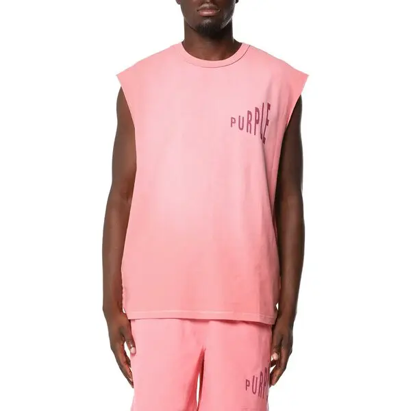 PURPLE BRAND Textured Sleeveless Graphic T-shirt