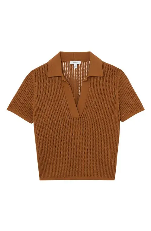 REISS Pippa Open Stitch Polo Sweater