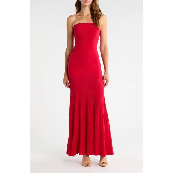 Line & Dot Arlo Strapless Stretch Cotton Tube Maxi Dress