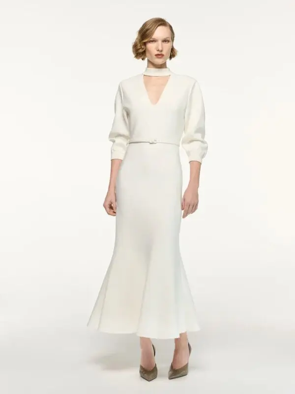 Roland Mouret Belted Blouson Knit Midi Dress