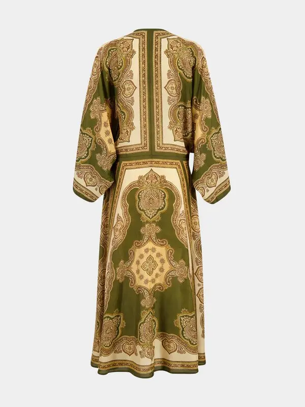 Zimmermann Olive Paisley Silk Tunic Midi Dress - Green