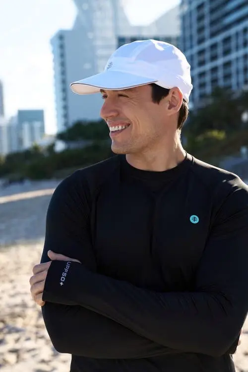 Coolibar Emmet Fitness Cap With Ear Coverage - White