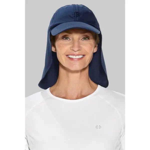 Coolibar Hayden Chlorine Resistant Sport Cap With Neck Drape - Navy