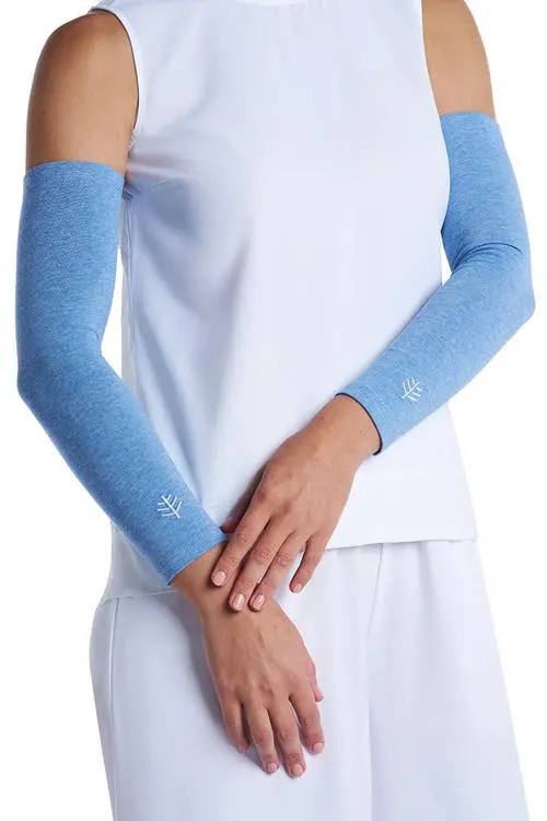 Coolibar Navagio Upf 50+ Sun Protection Arm Sleeves - Light Blue Heather